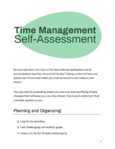 Time Management Self Assessment - Creative Catapult Coaching